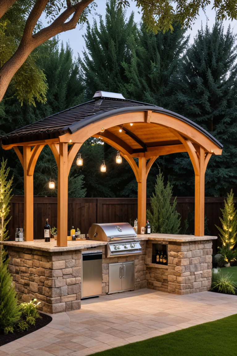 49 Outdoor BBQ Area With Roof Ideas To Elevate Your Backyard Space