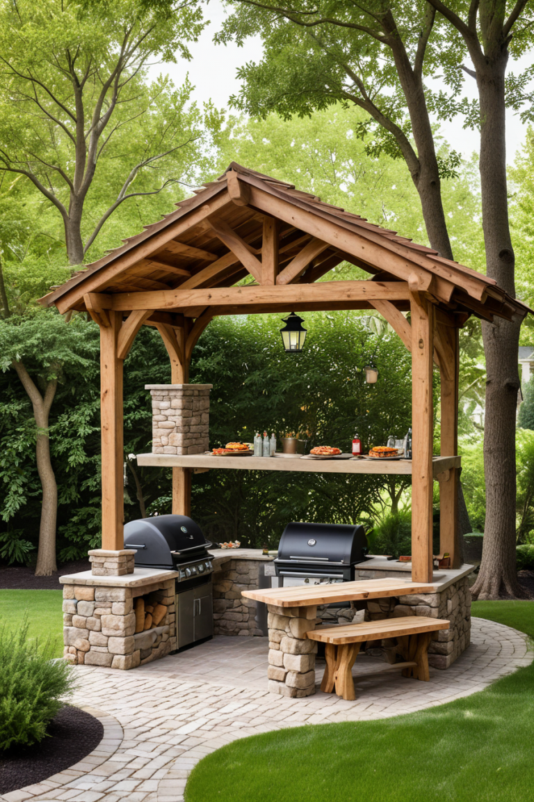 49 Outdoor BBQ Area With Roof Ideas To Elevate Your Backyard Space