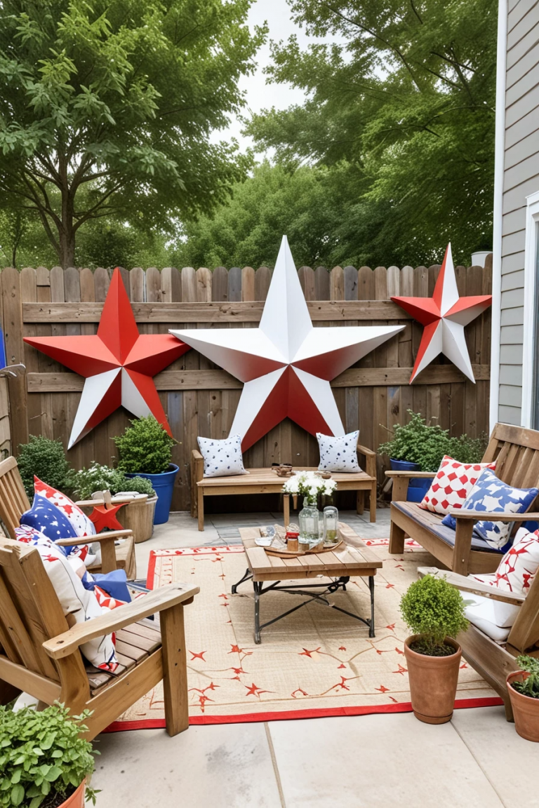 59 Rustic Outdoor Patio Ideas Decorated for the 4th of July