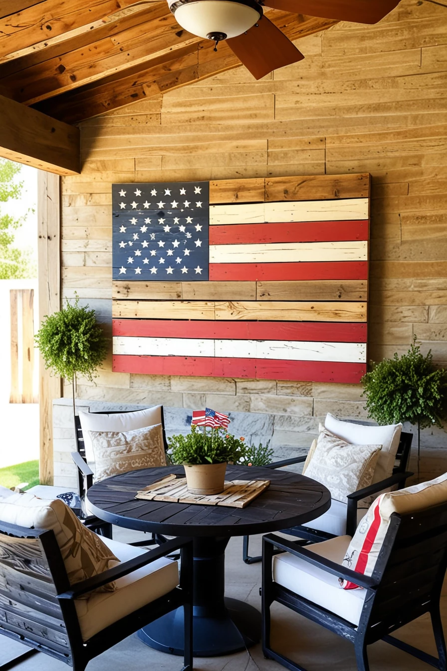 59 Rustic Outdoor Patio Ideas Decorated for the 4th of July