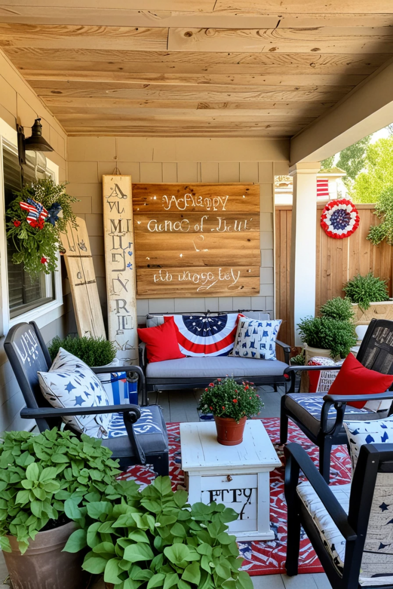 59 Rustic Outdoor Patio Ideas Decorated for the 4th of July