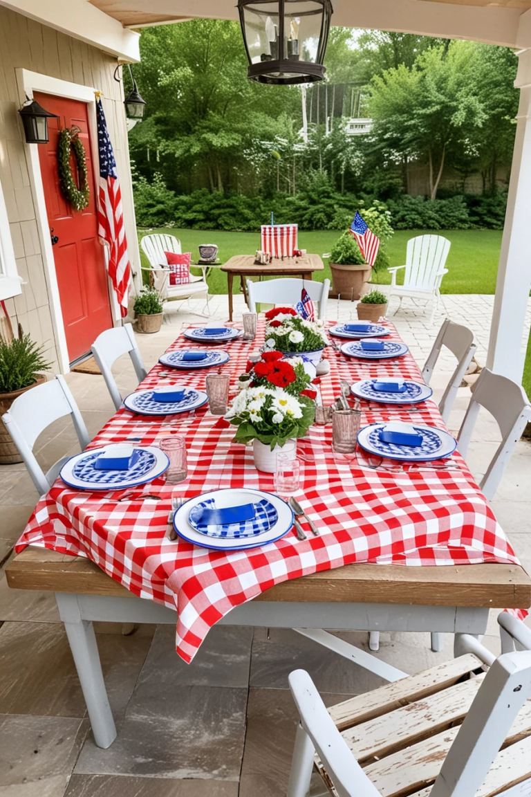 59 Rustic Outdoor Patio Ideas Decorated for the 4th of July