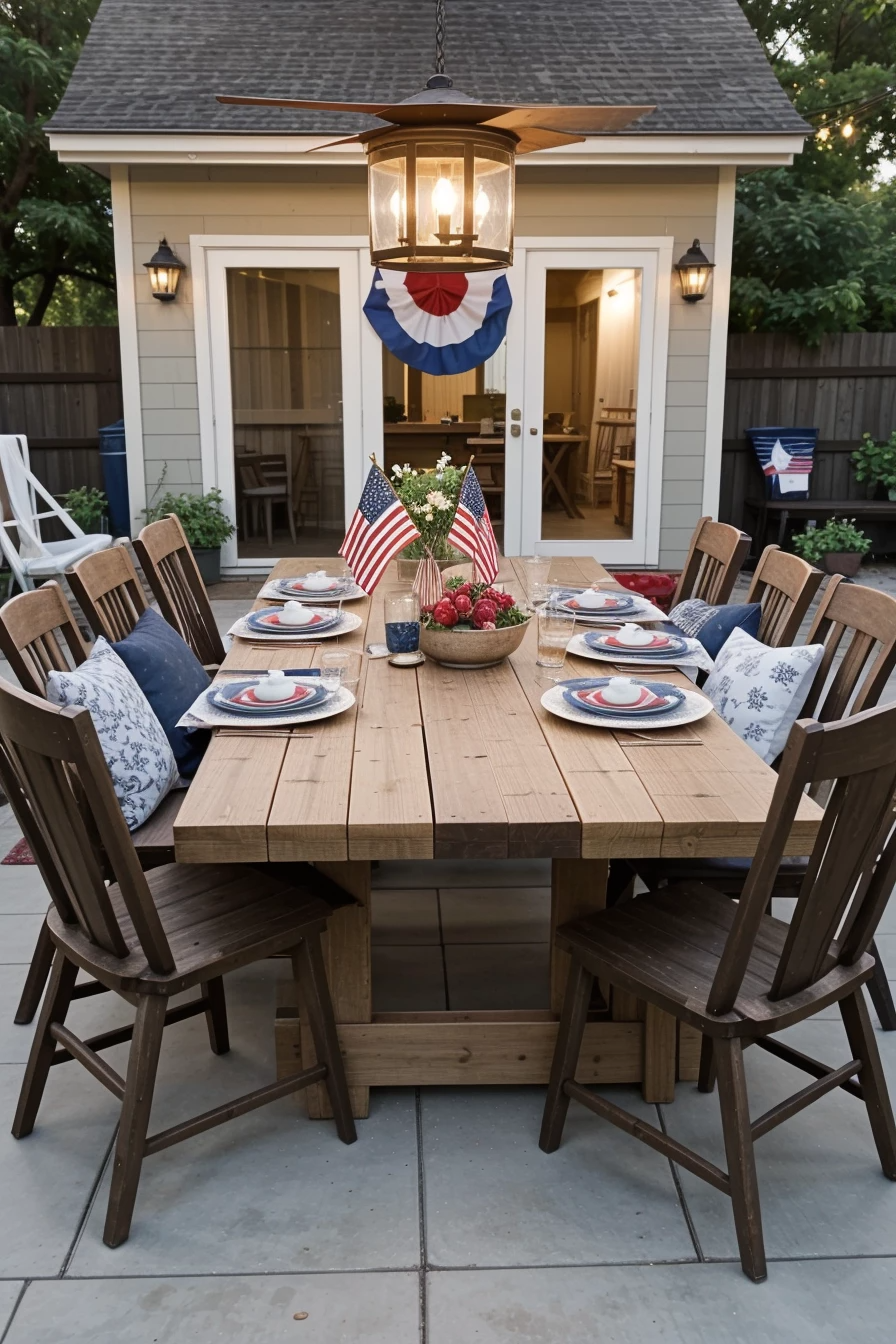 59 Rustic Outdoor Patio Ideas Decorated for the 4th of July