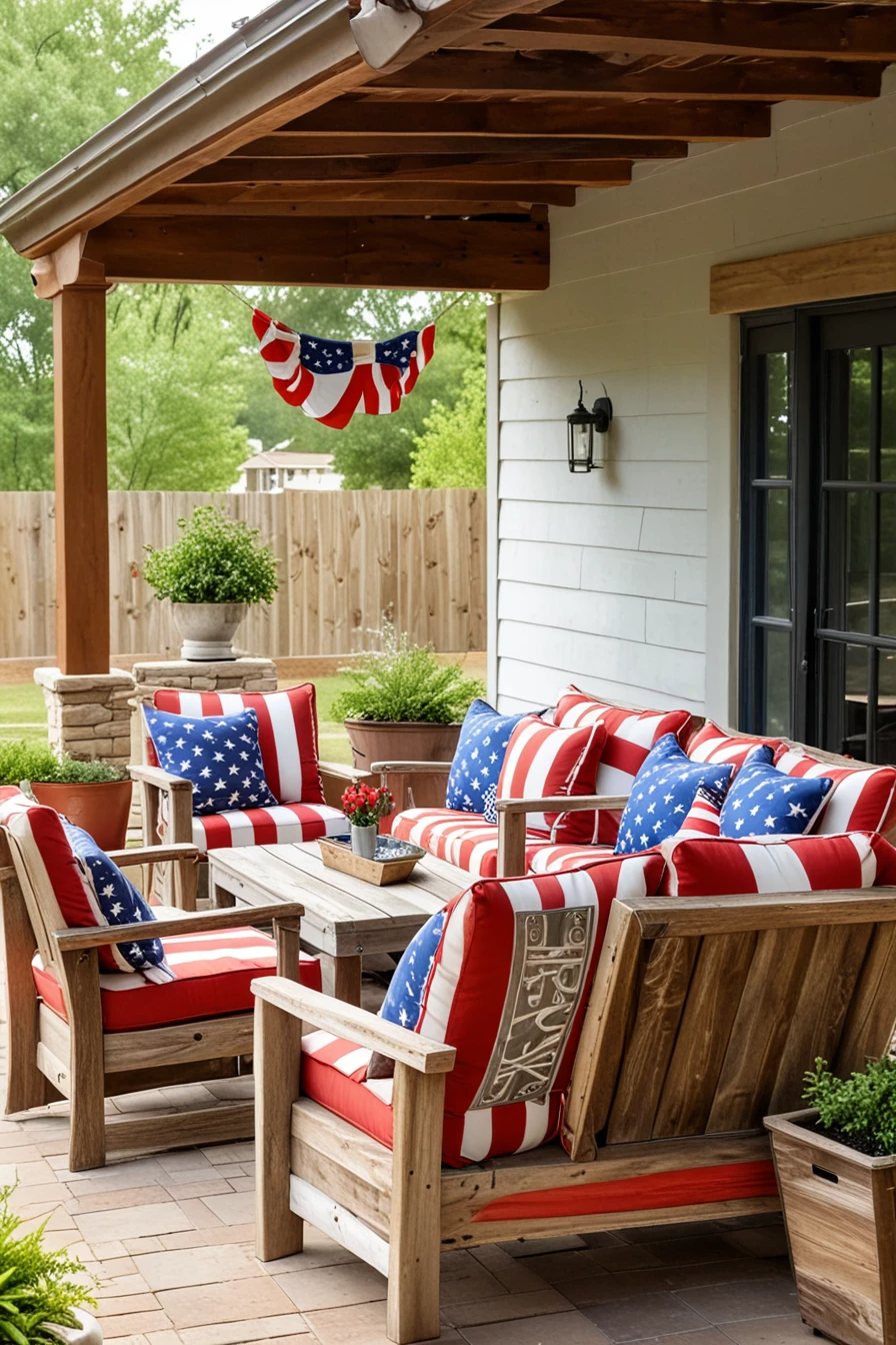 59 Rustic Outdoor Patio Ideas Decorated for the 4th of July