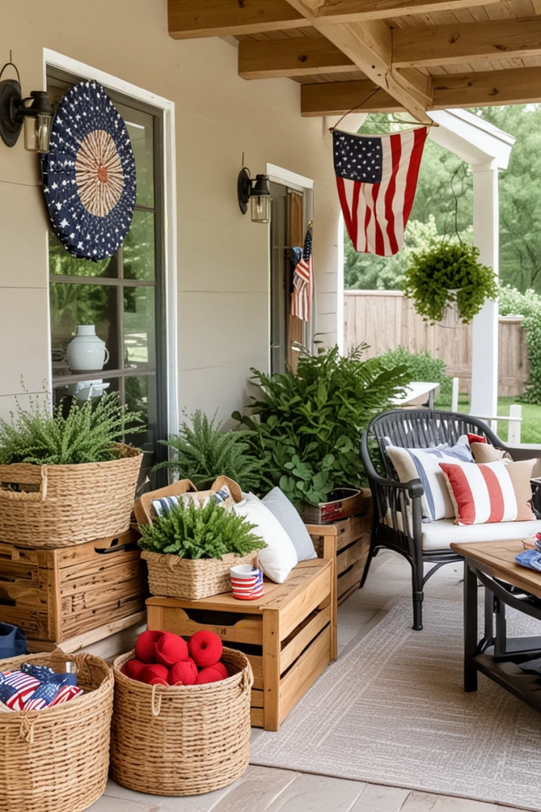 59 Rustic Outdoor Patio Ideas Decorated for the 4th of July