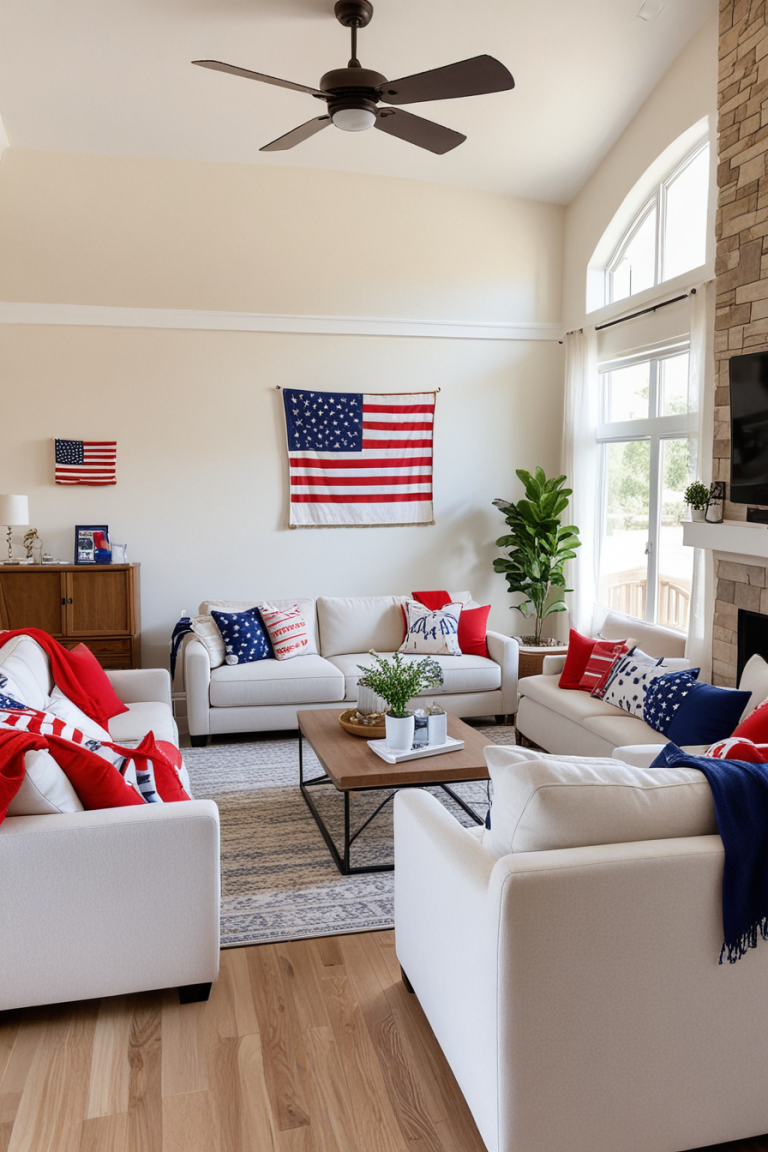 61 Themed Living Room Decor Ideas for the 4th of July
