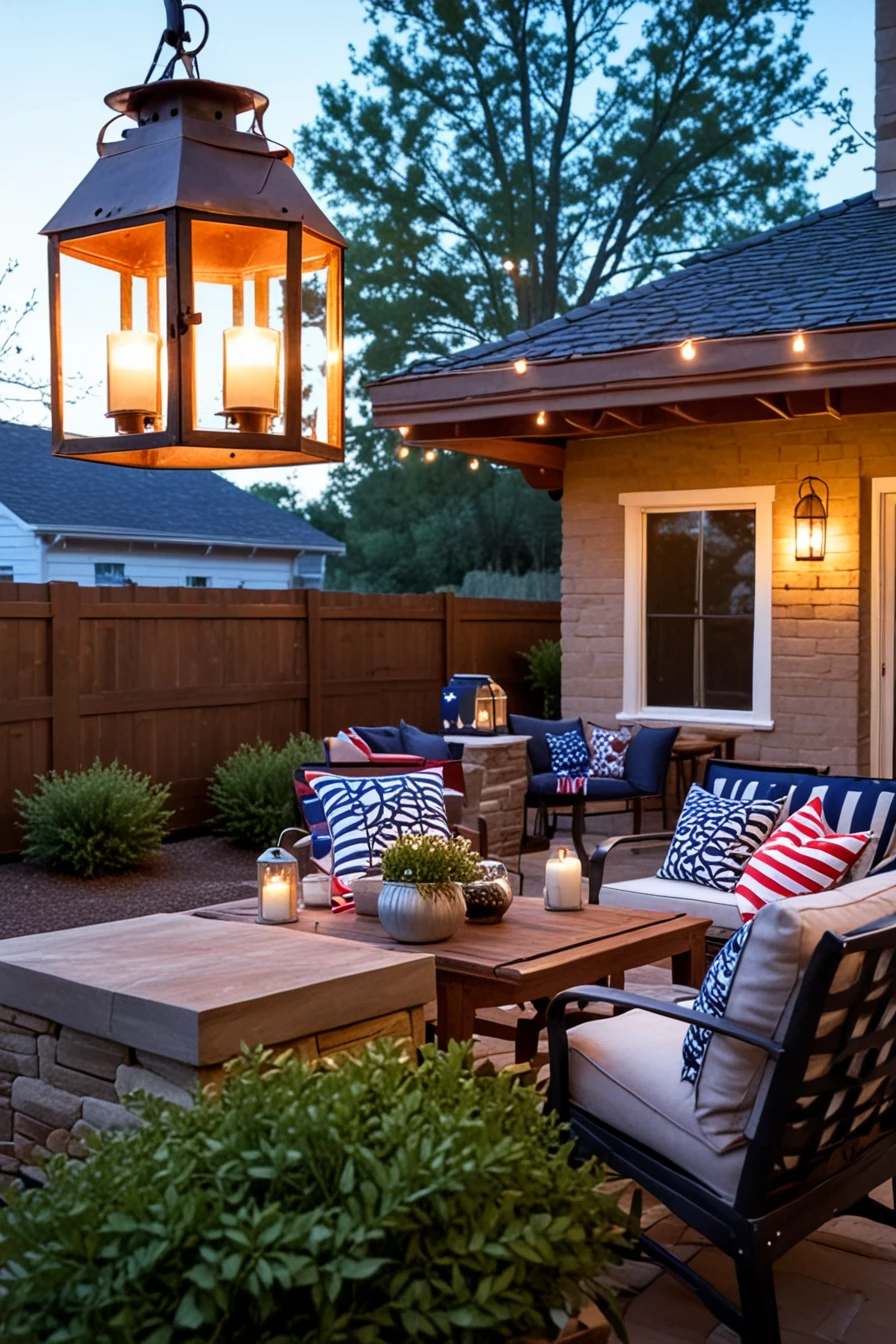 59 Rustic Outdoor Patio Ideas Decorated for the 4th of July