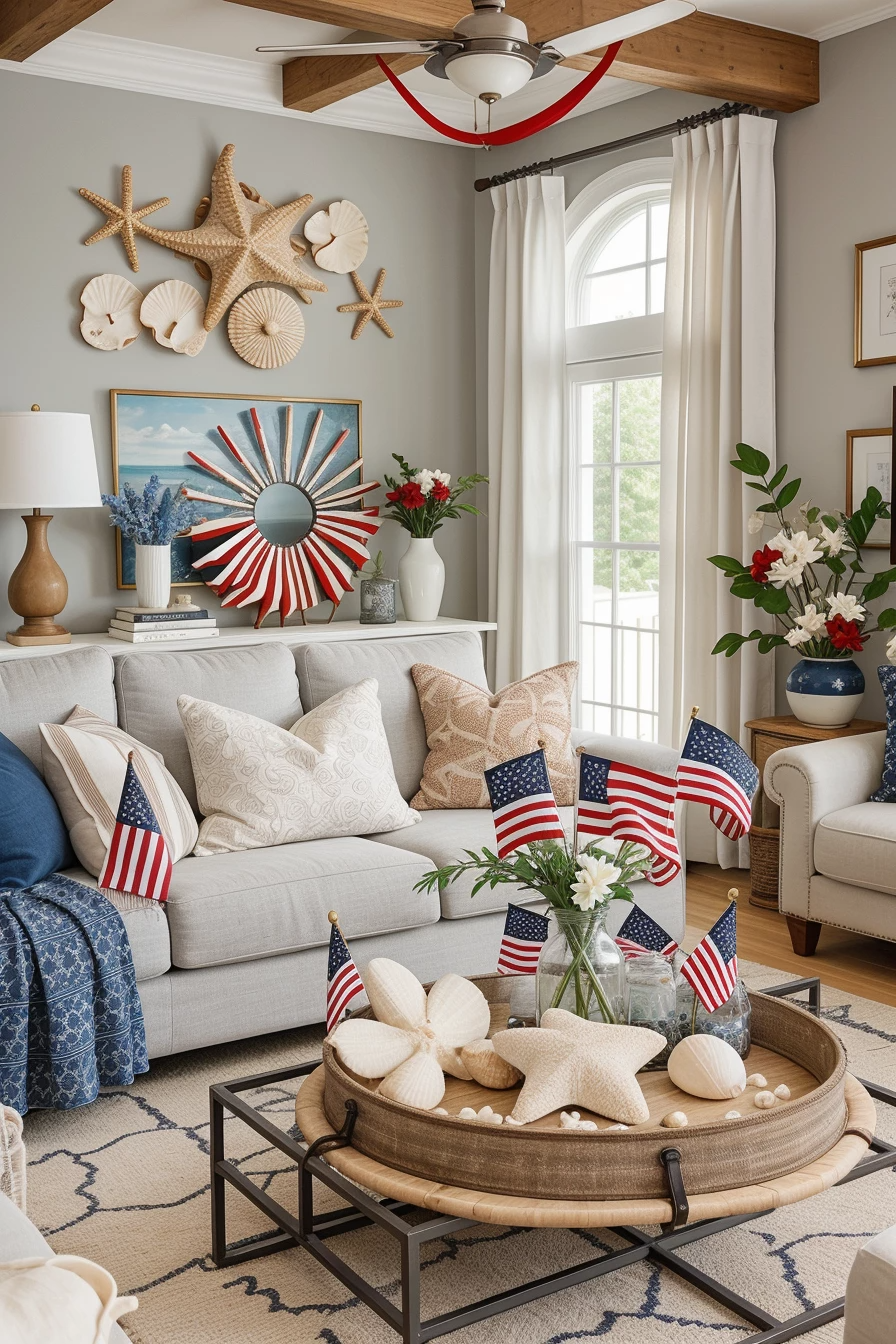 63 Coastal Living Room Ideas With 4th of July Decor for a Patriotic ...