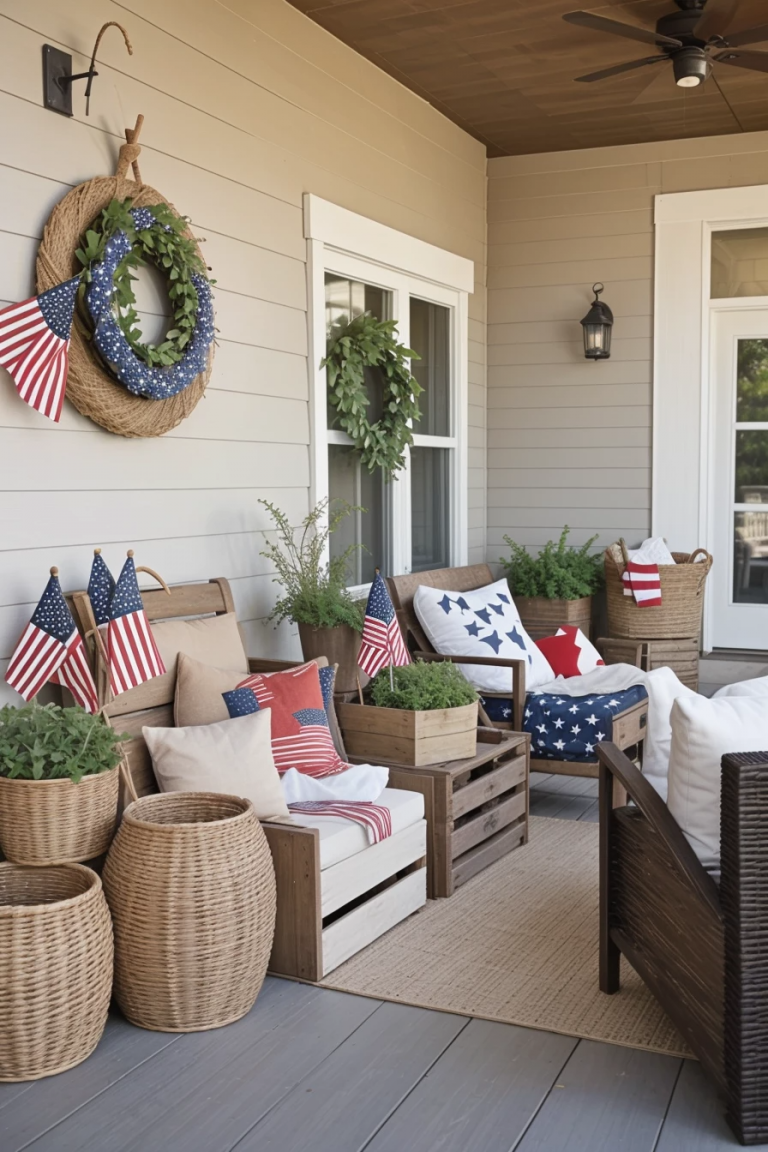 59 Rustic Outdoor Patio Ideas Decorated for the 4th of July